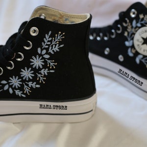 Nick & Charlie Leaves Embroidery Classic High Top Converse, Chuck ...
