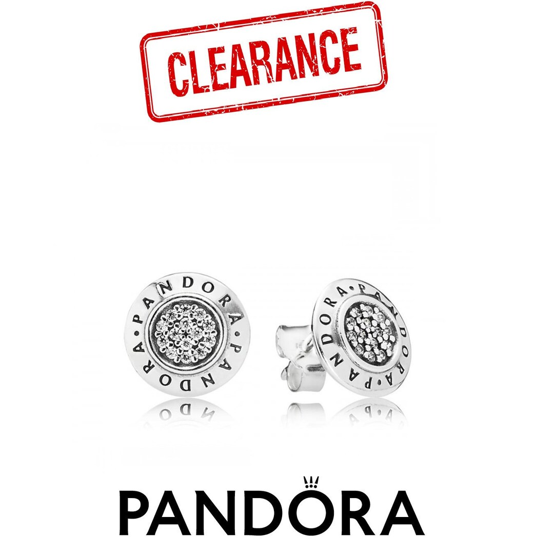 Pandora Logo Stud Earrings ALE Engraved Signature Earrings Modern ...