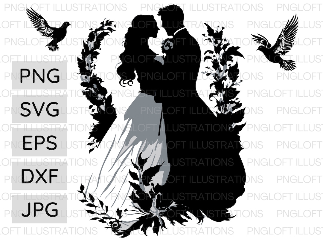 SVG novia y novio silueta / boda / Png / Eps / Jpg / Dxf / - Etsy México