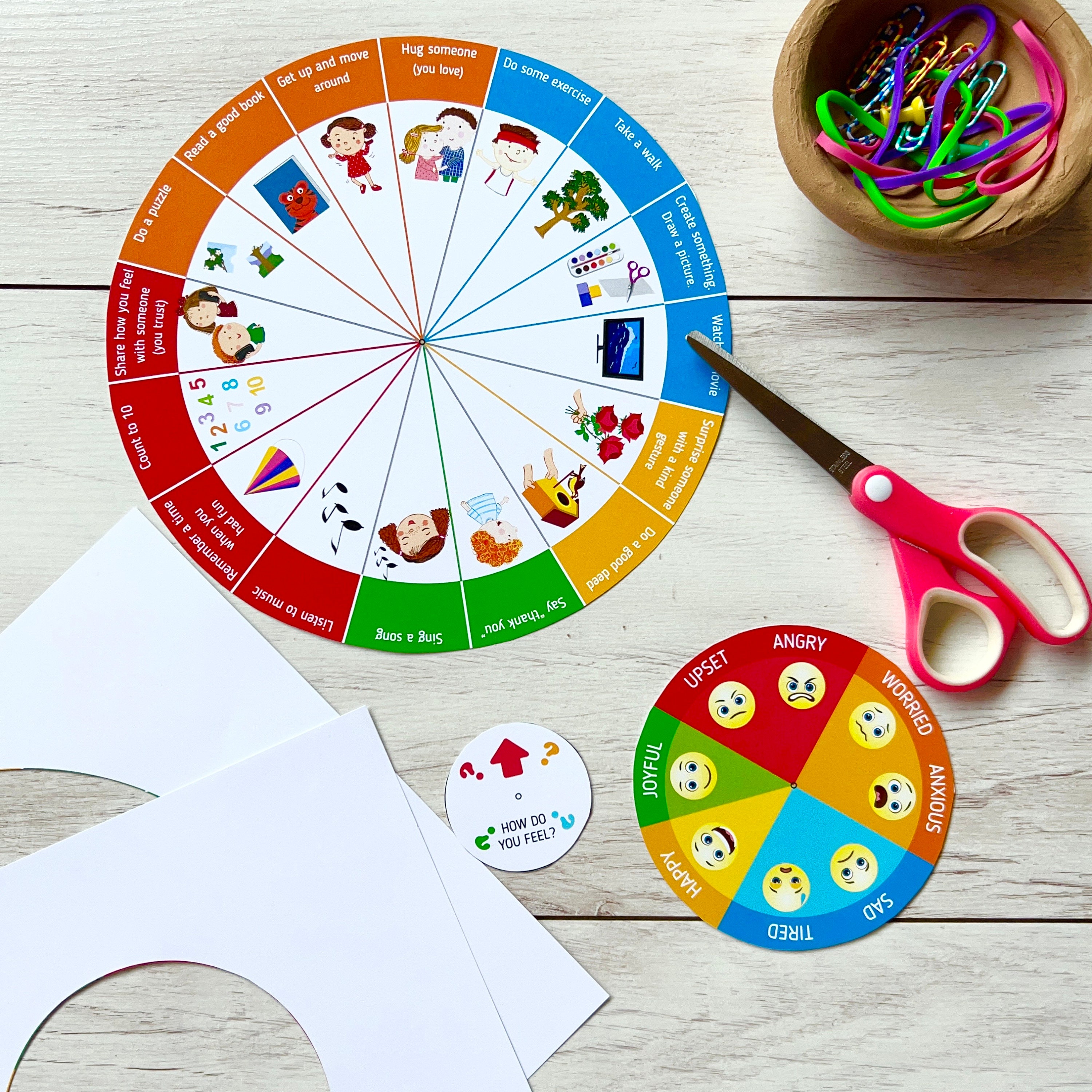 Feelings Wheel Chart With Coping Skills, Emotional Regulation, Mental ...