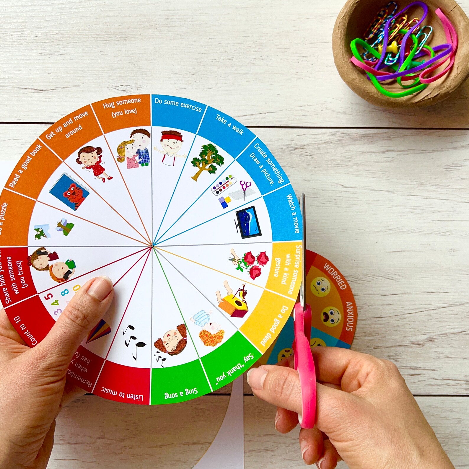 Feelings Wheel Chart With Coping Skills, Emotional Regulation, Mental ...