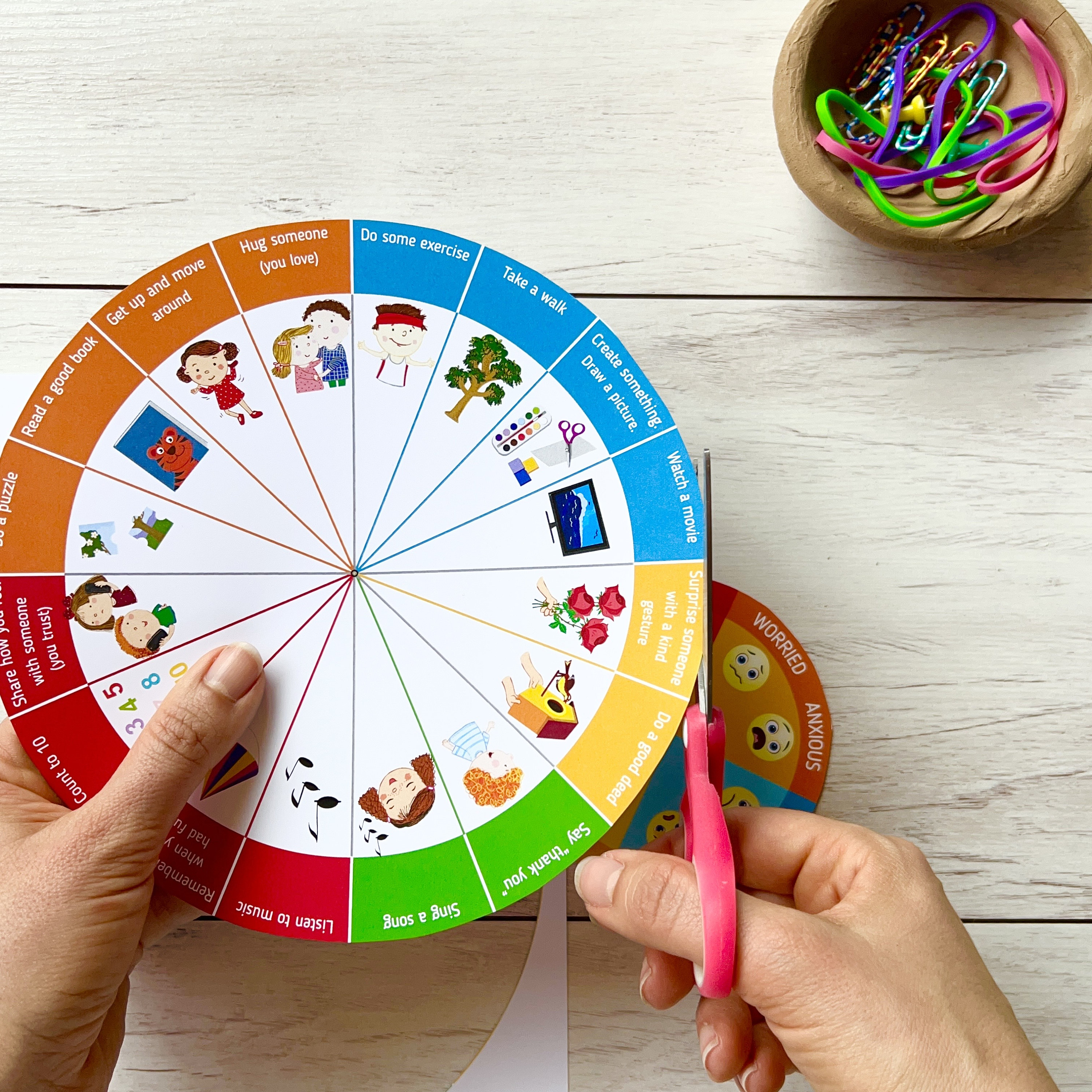 Feelings Wheel Chart With Coping Skills, Emotional Regulation, Mental ...