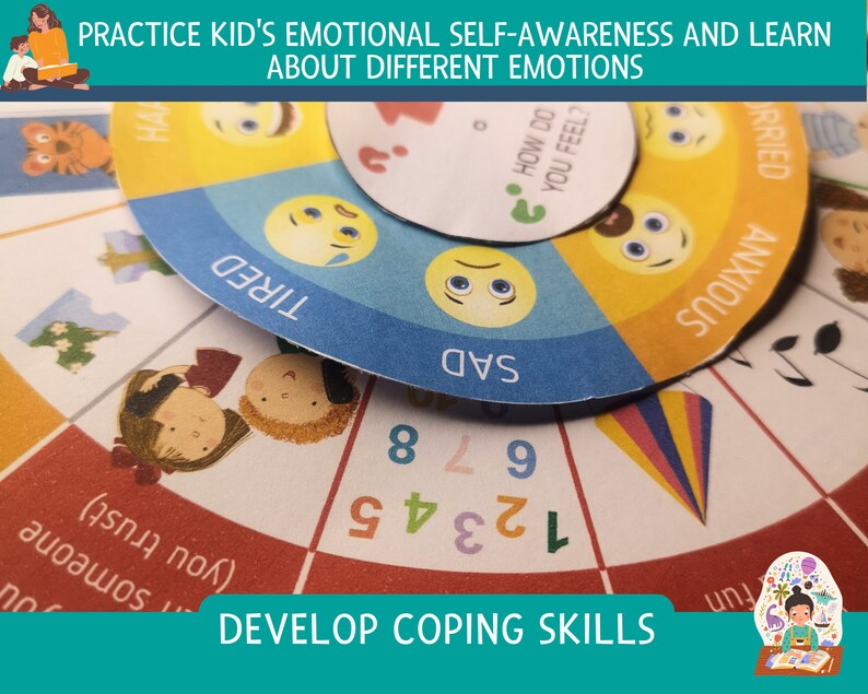 Feelings Wheel Chart With Coping Skills, Poster Emotional Intelligence ...