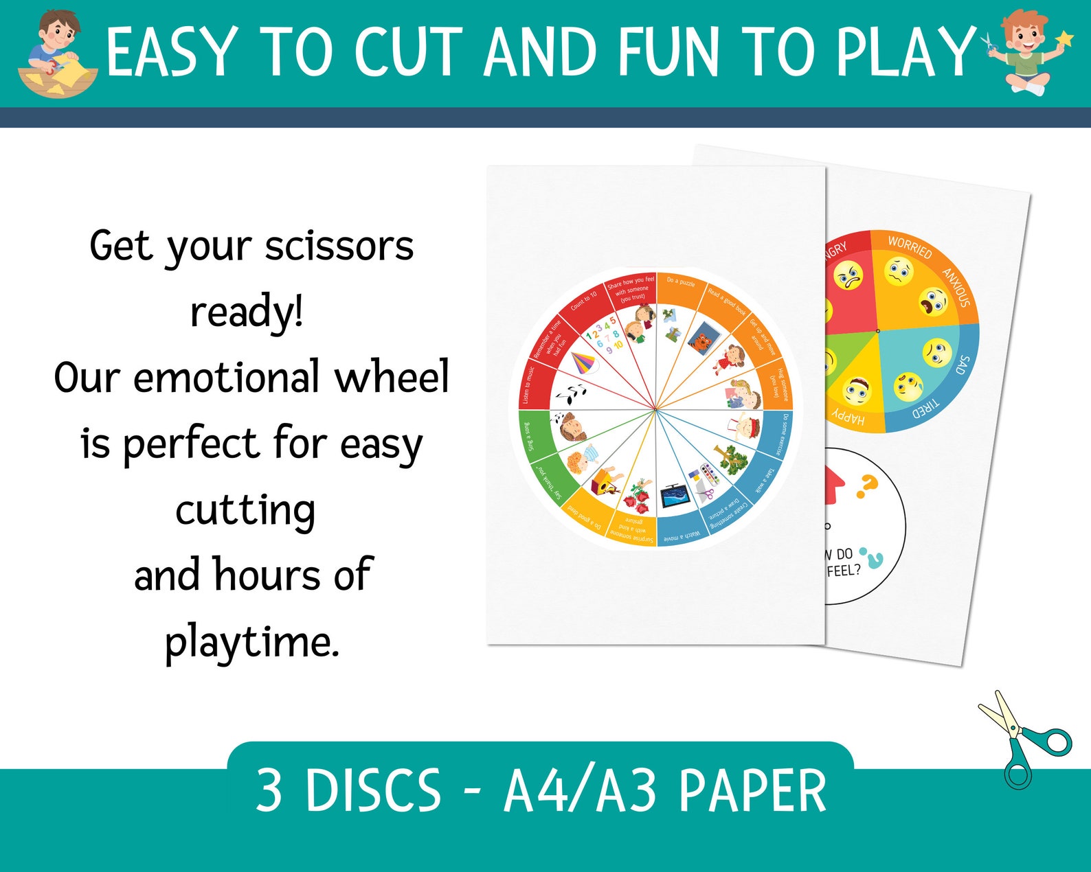 Feelings Wheel Chart With Coping Skills, Poster Emotional Intelligence ...