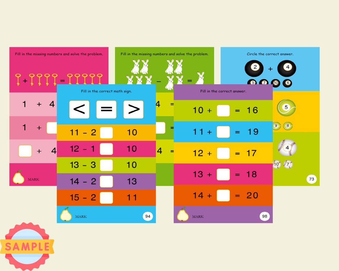 Number Printable Bundle, Back to School, Numbers an Calculation, Kids ...
