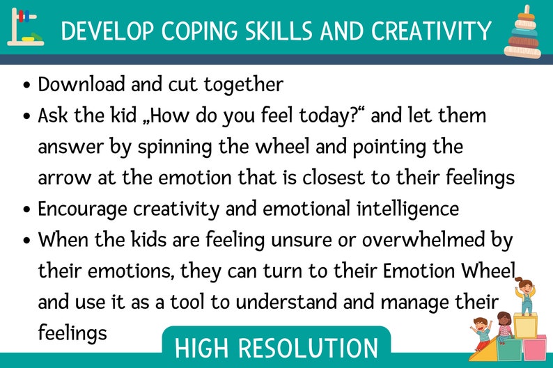 Feelings Wheel Chart With Coping Skills, Emotional Regulation, Mental ...