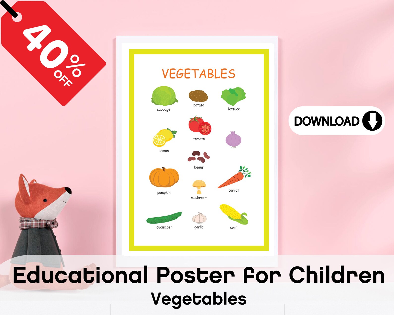 Vegetables, Educational Poster, Kindergarten Poster, Classroom Poster ...