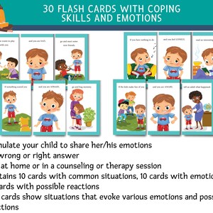 Emotions Bundle, Coping Skills Flash Cards, Feelings Wheel Chart With ...