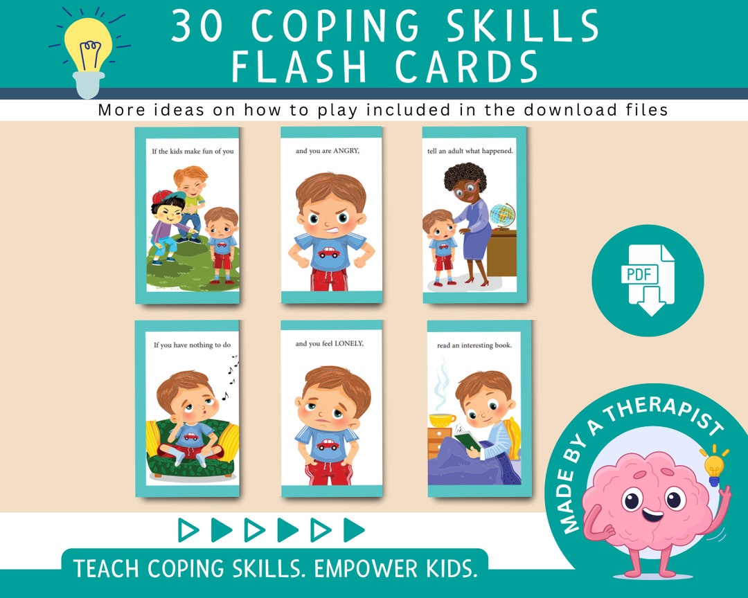 Flash Cards With Coping Skills - Emotional Intelligence - Mental Health ...