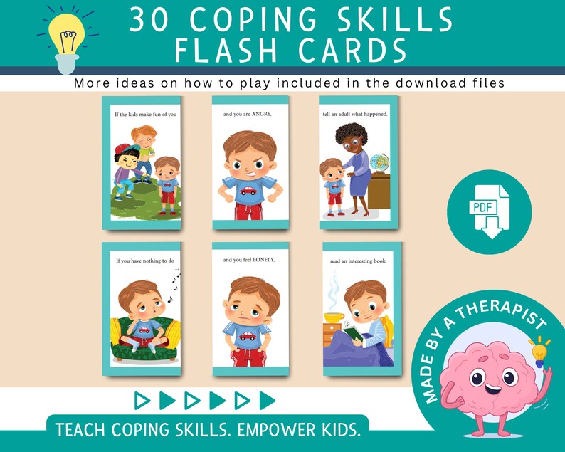 Flash Cards With Coping Skills - Emotional Intelligence - Mental Health ...