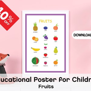 Fruits, Educational Poster, Kindergarten Poster, Classroom Poster ...
