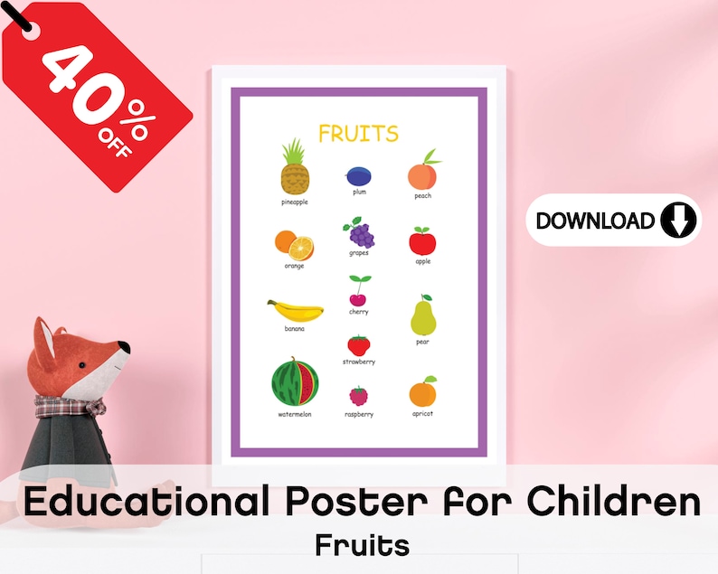 Fruits Educational Poster Kindergarten Poster Classroom - Etsy
