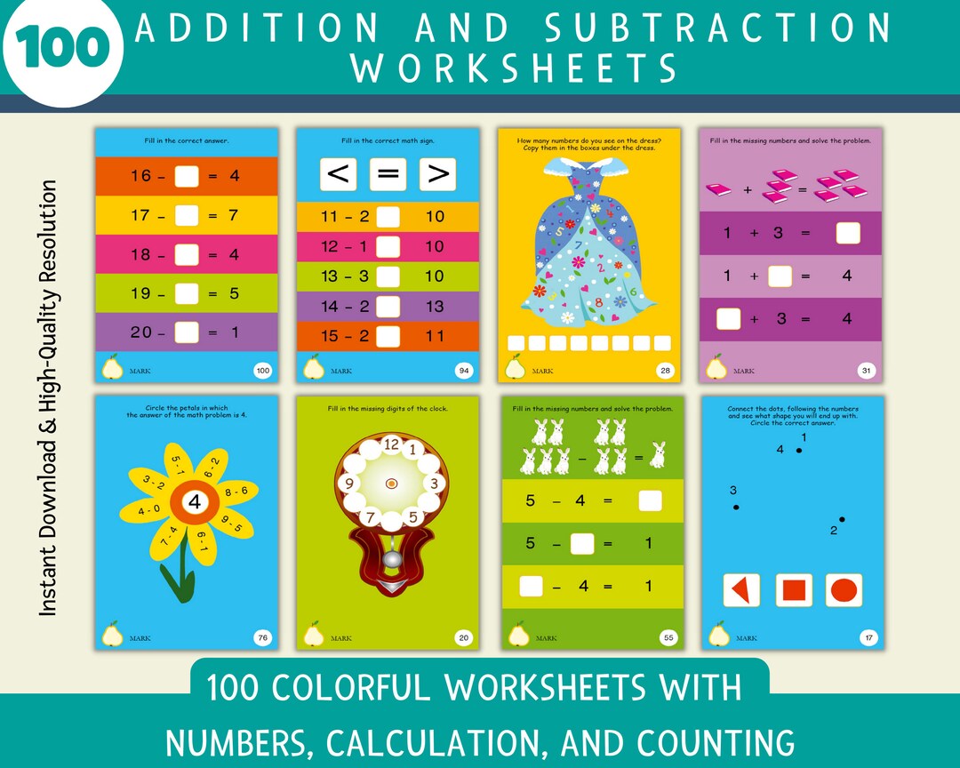 Number Printable Bundle, Numbers an Calculation, Kids Learning Bundle ...