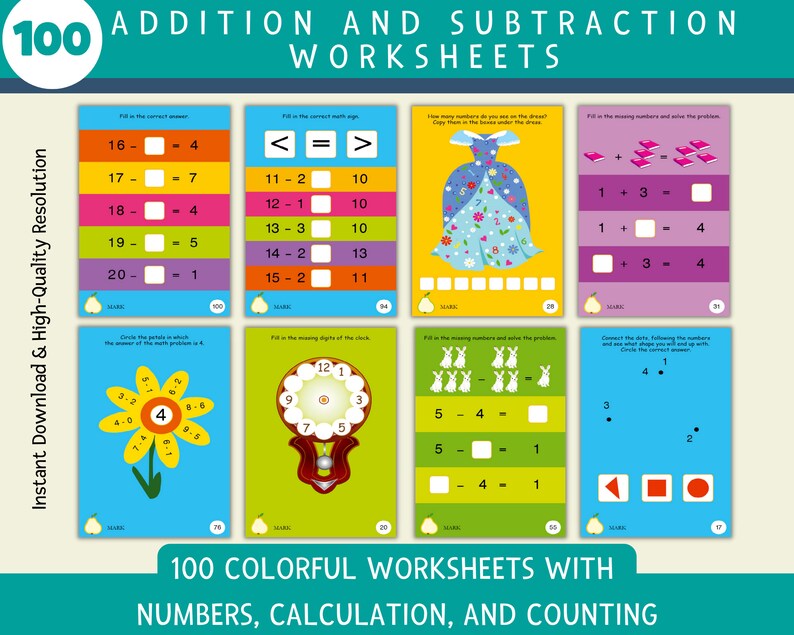 Number Printable Bundle Numbers an Calculation Kids Learning - Etsy