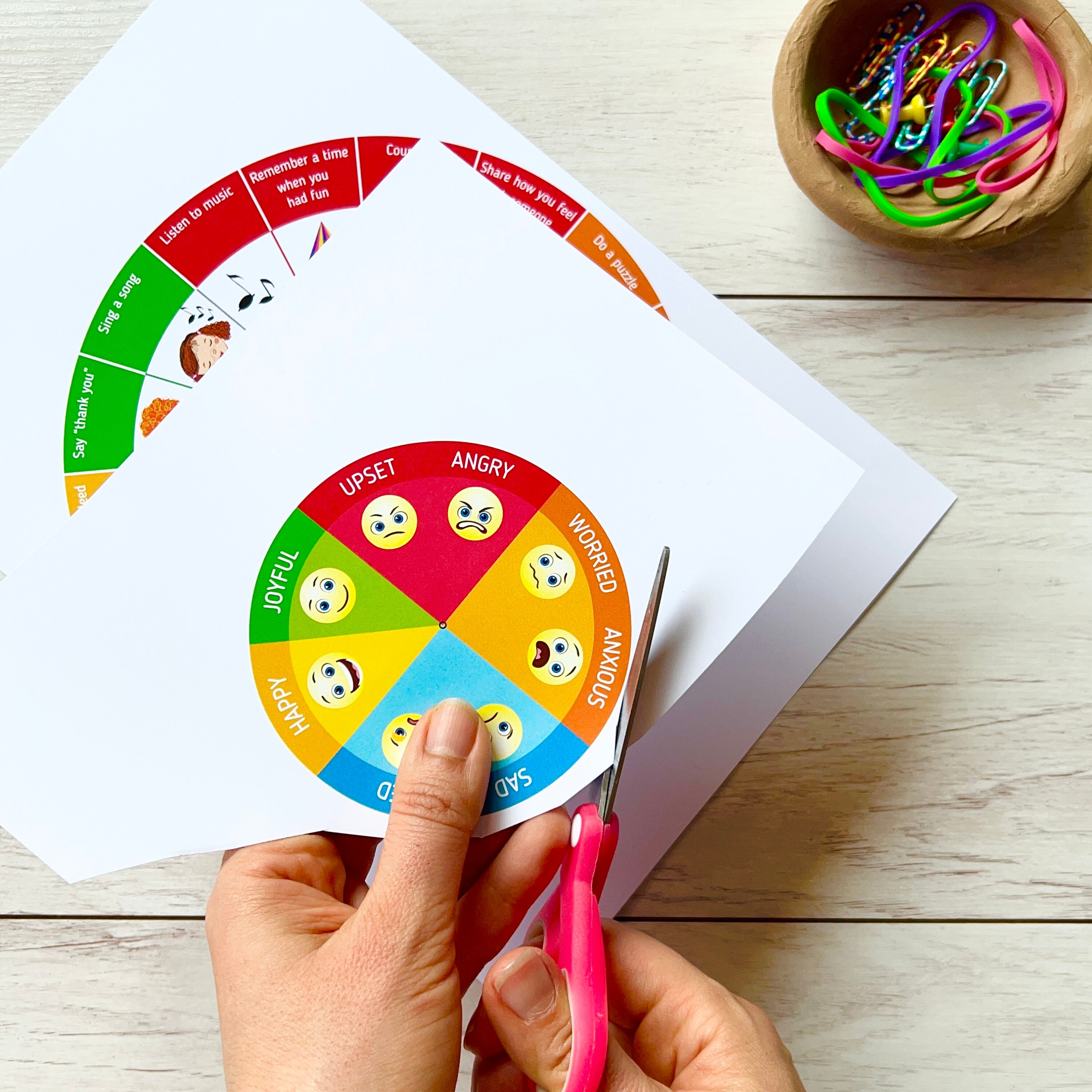 Feelings Wheel Chart With Coping Skills, Emotional Regulation, Mental ...