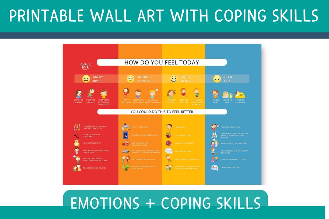 Coping Skills Wall Art, Poster With Coping Skills, Emotional ...