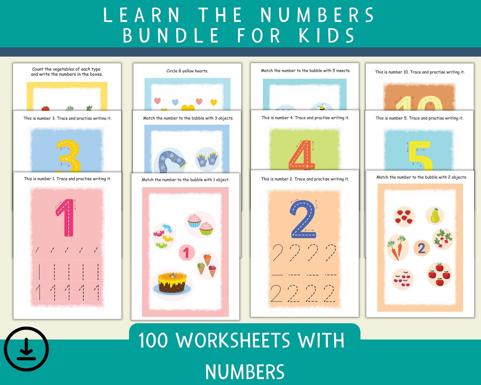 Numbers Preschool Worksheets, Numbers 1-10 Worksheets, Kids Learning ...