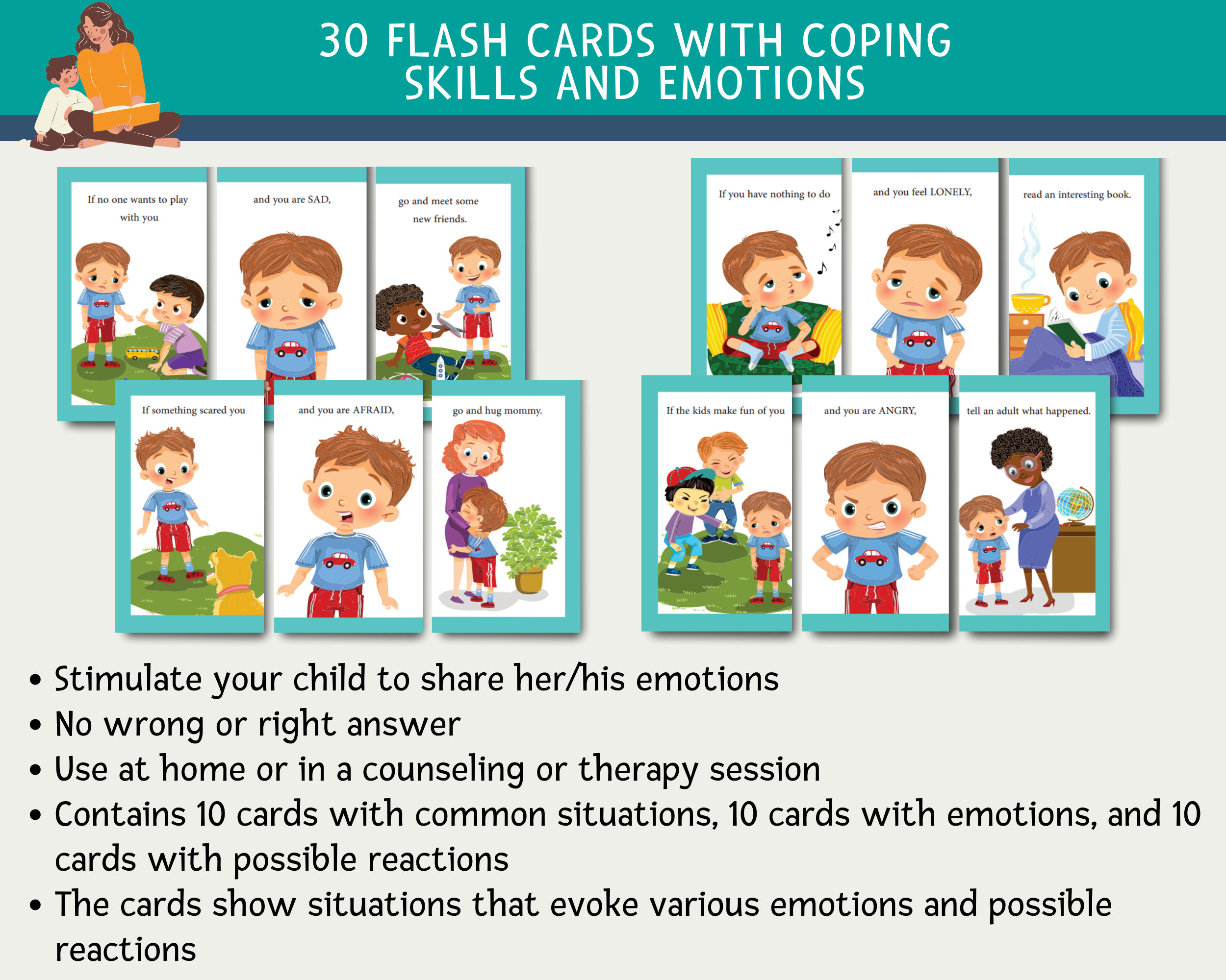 BUNDLE, Anxiety Coping Skill Flashcards, 42 Printable Worksheets ...