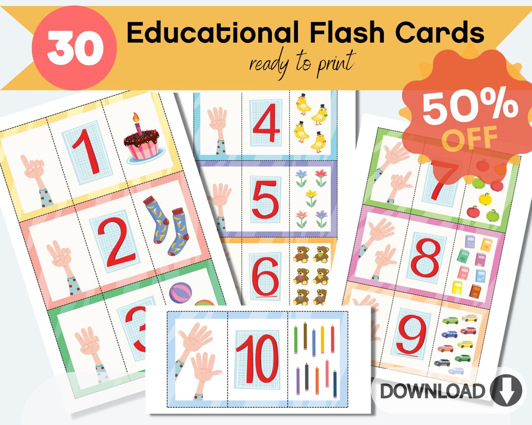 Flash Cards With Numbers, Educational Flash Cards for Children, Digital ...