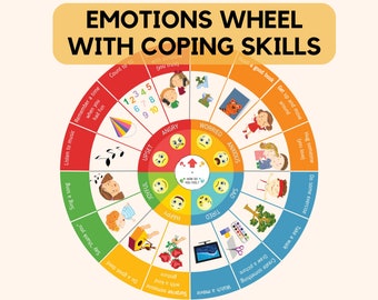 Feelings Wheel Chart With Coping Skills, Poster Emotional Intelligence ...
