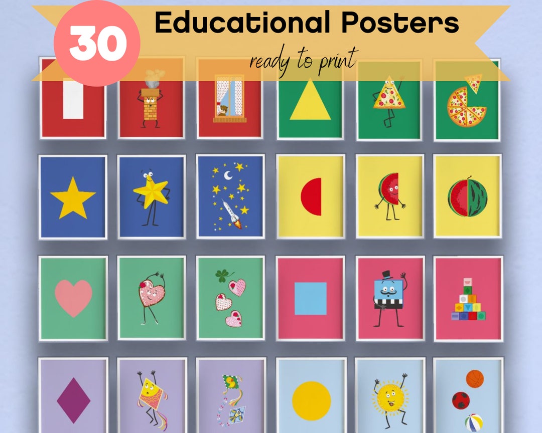 SET OF 30 Educational Posters, Montessori Classroom Décor, Home-school ...