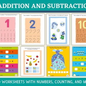 Number Printable Bundle, Back to School, Numbers an Calculation, Kids ...