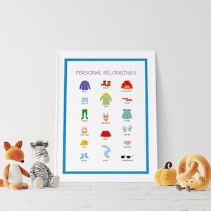 Personal Belongings, Educational Poster, Kindergarten Poster, Classroom ...