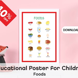 Foods, Educational Poster, Kindergarten Poster, Classroom Poster ...