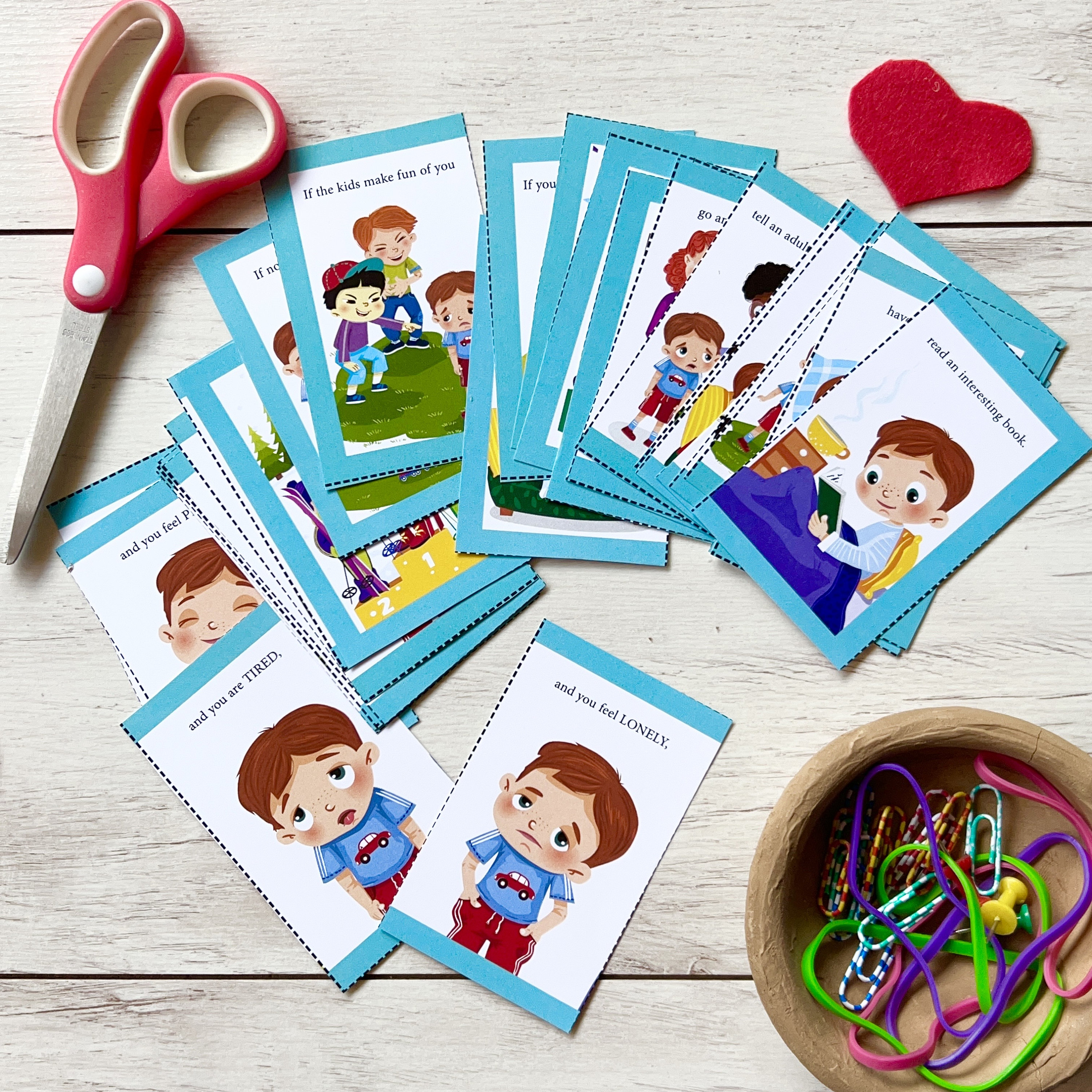 Emotions Bundle, Coping Skills Flash Cards, Feelings Wheel Chart With ...