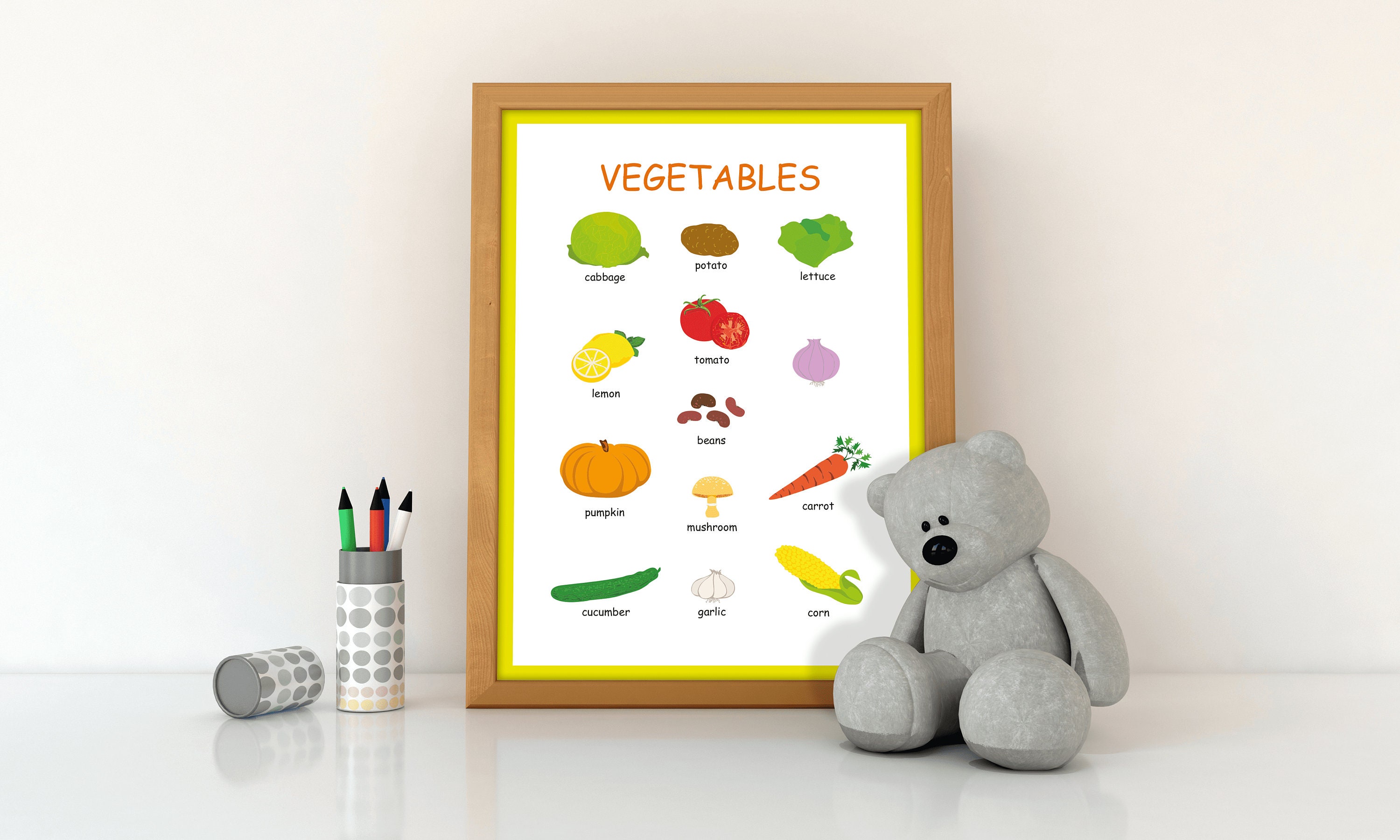 Vegetables, Educational Poster, Kindergarten Poster, Classroom Poster ...