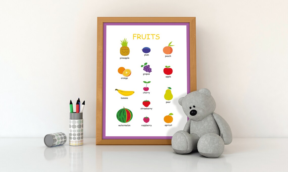 Fruits, Educational Poster, Kindergarten Poster, Classroom Poster ...