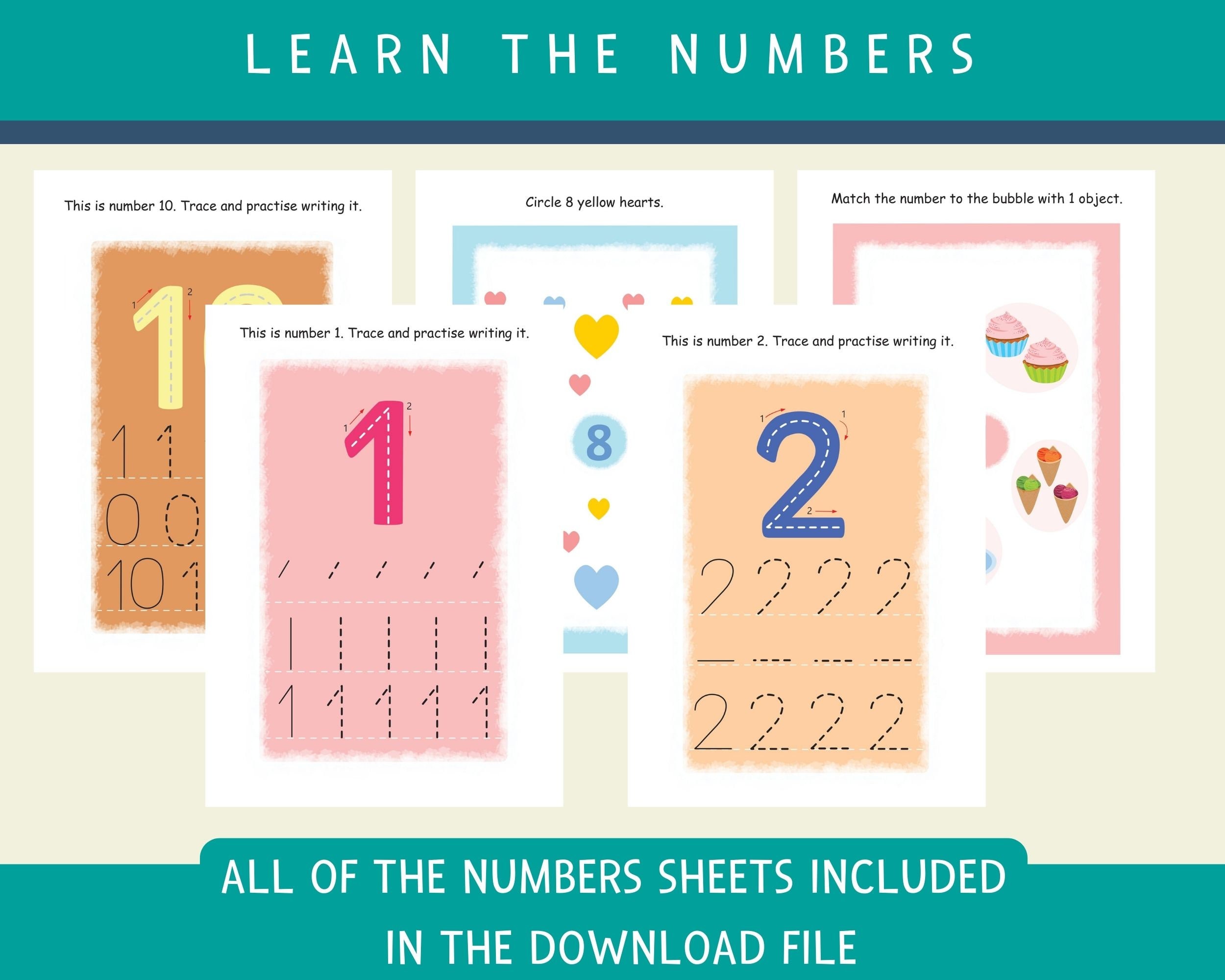 Numbers Preschool Worksheets, Numbers 1-10 Worksheets, Kids Learning ...