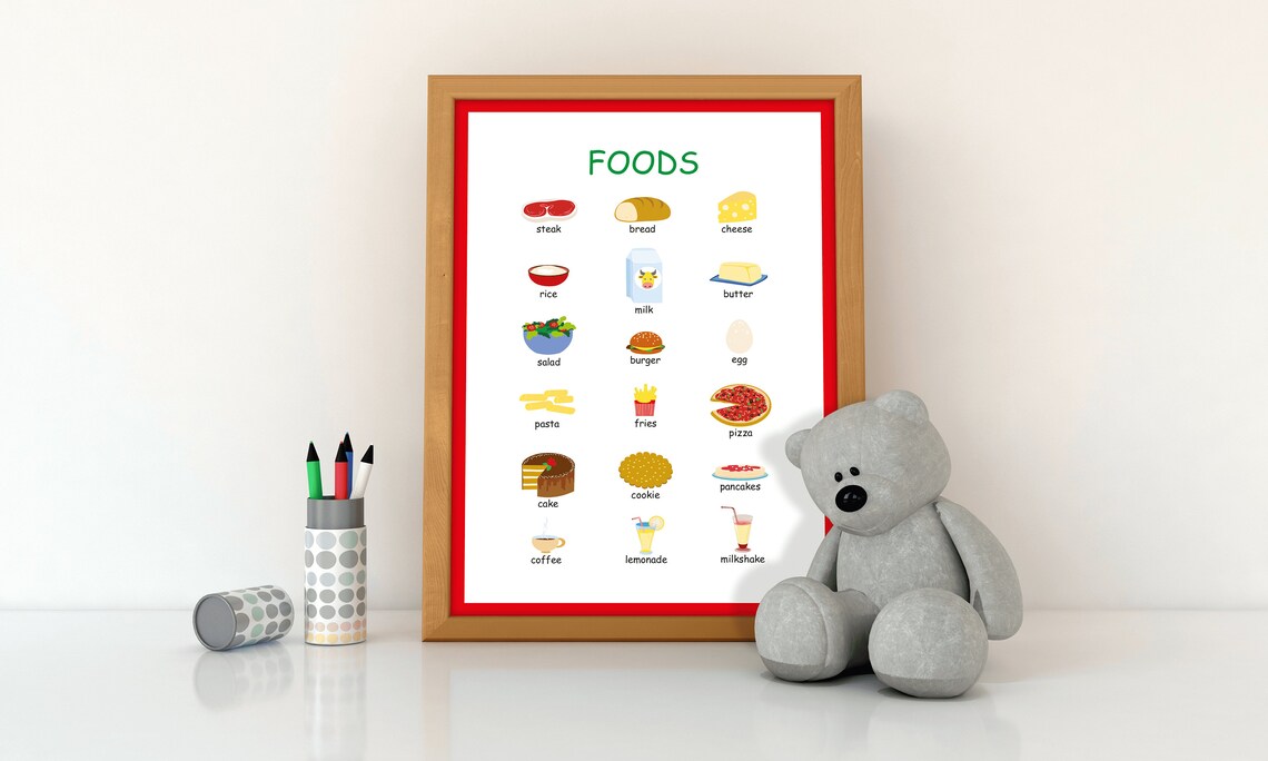 Foods, Educational Poster, Kindergarten Poster, Classroom Poster ...