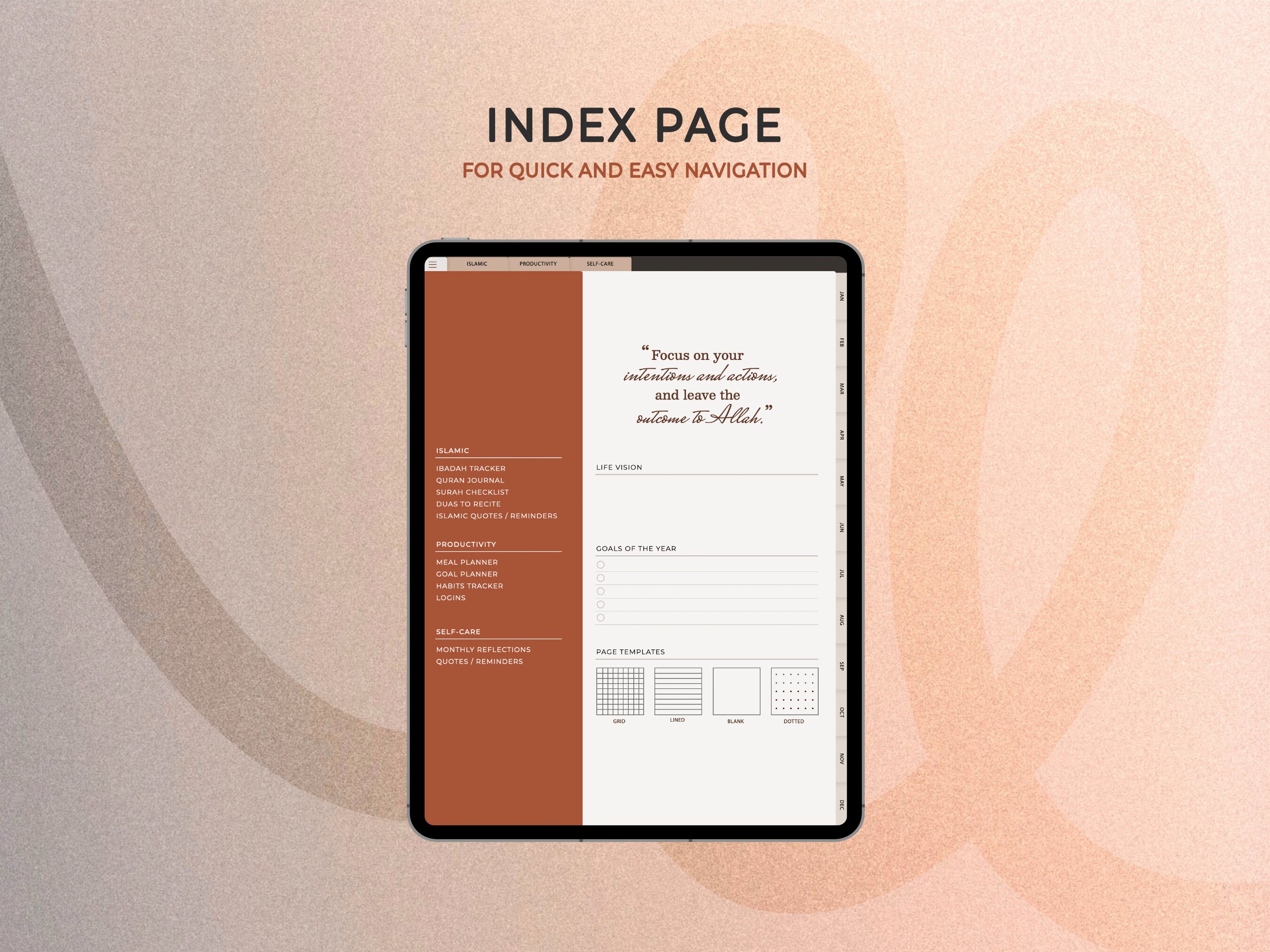 Terracotta Islamic Digital Planner | Undated Planner | Islamic ...