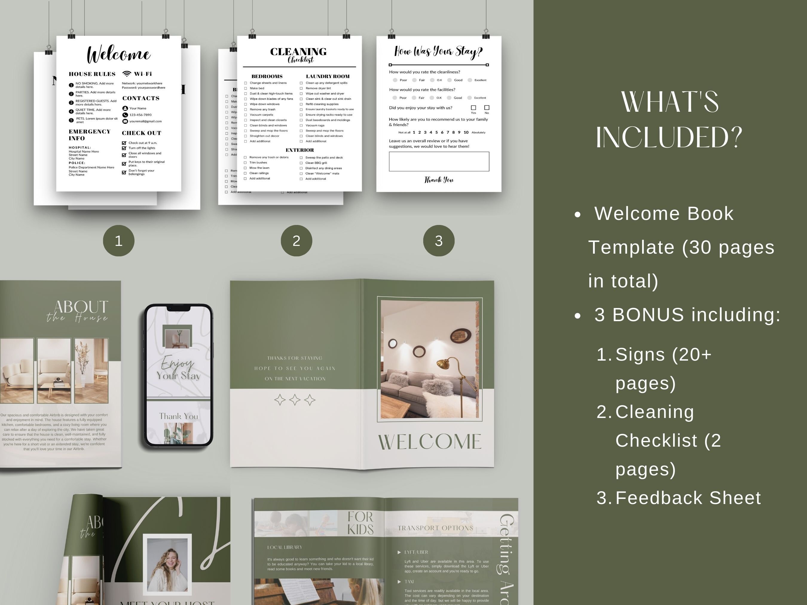 Airbnb Welcome Book Template Pack With Prewritten Text, Airbnb Guest ...