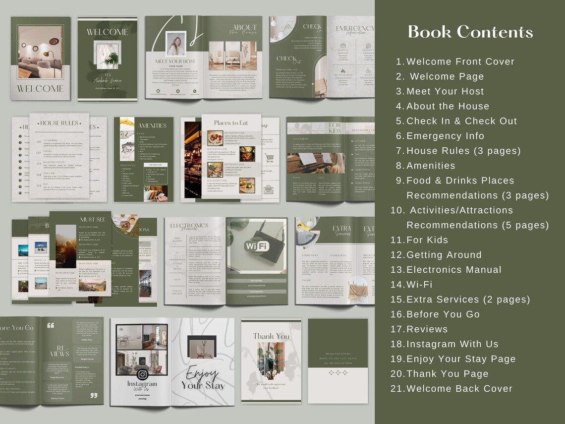 Airbnb Welcome Book Template Pack With Prewritten Text, Airbnb Guest ...