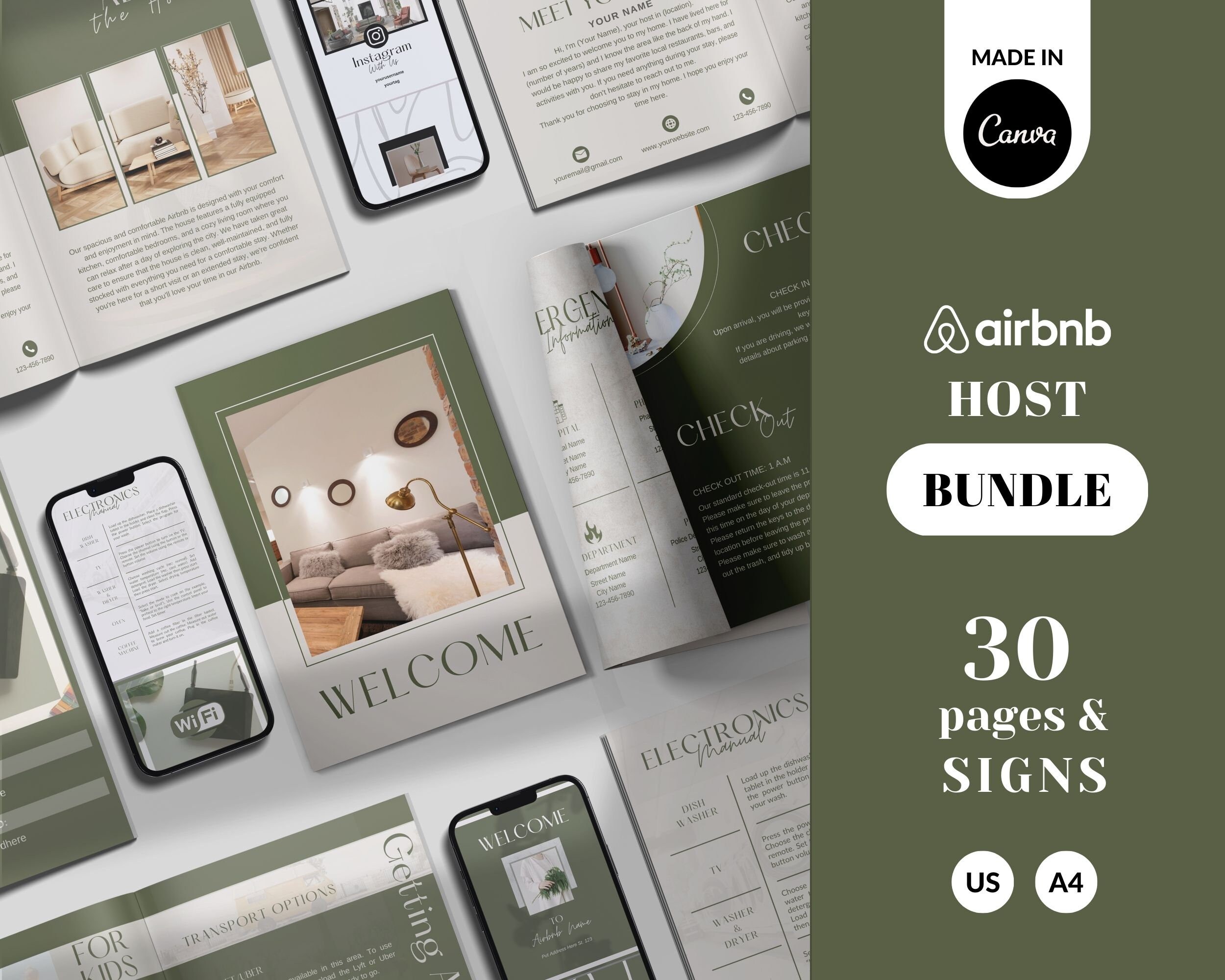 Airbnb Welcome Book Template Pack With Prewritten Text, Airbnb Guest ...
