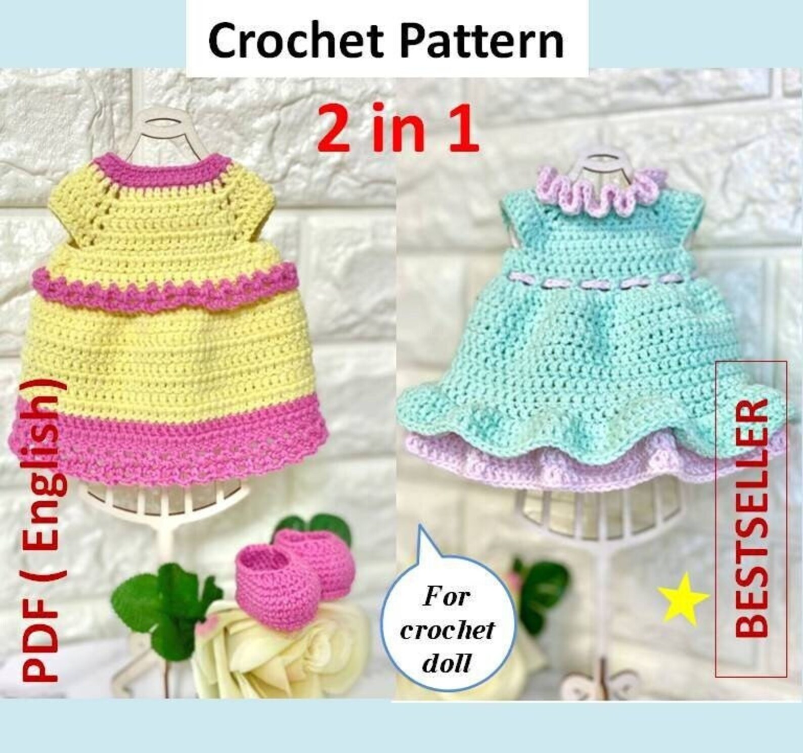 Crochet Doll Clothes Pattern Easy Amigurumi Doll Dress 2 In 1 Pattern