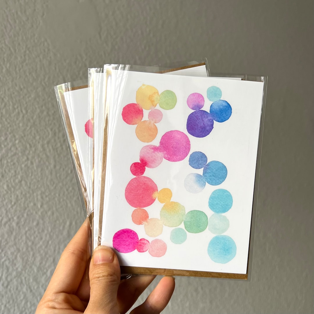 Happy Bubbles Watercolor Greeting Cards pack of 3 Handpainted Design ...
