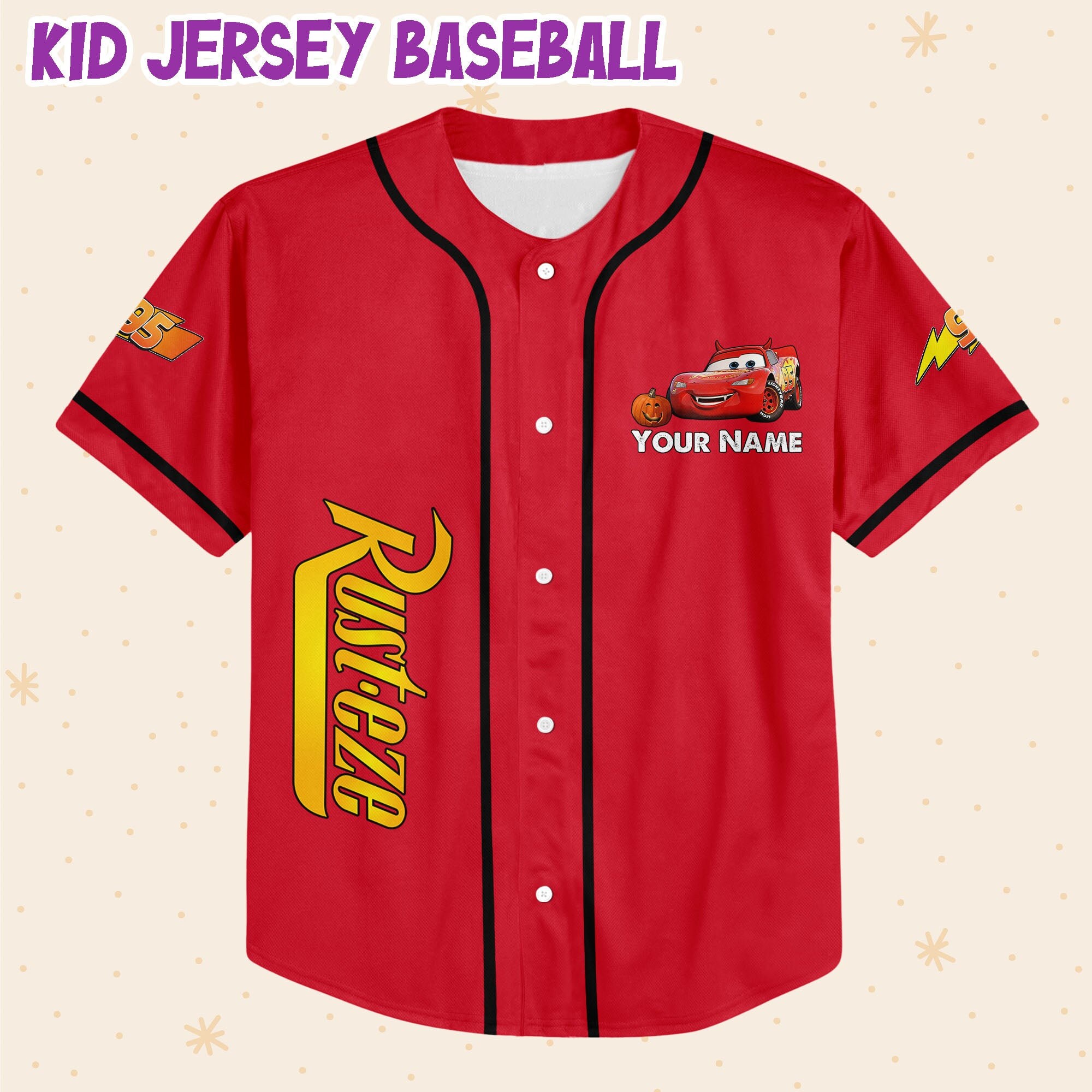 Personalized Halloween Cars Mcqueen Characters Baseball Jersey sold by ...