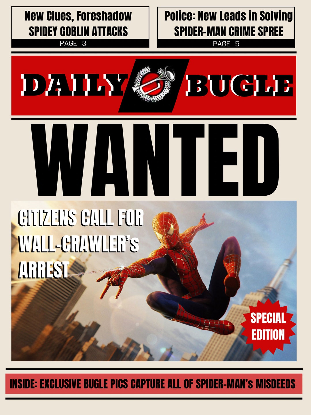 Spider Man Daily Bugle Newspaper Print - Etsy Spider Man Daily Bugle Newspaper Print - Etsy