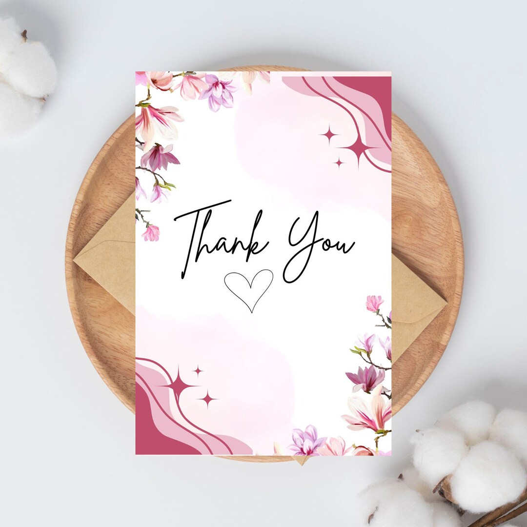 Thank You Card, Editable Thank You Card, Digital Download, Printable - Etsy