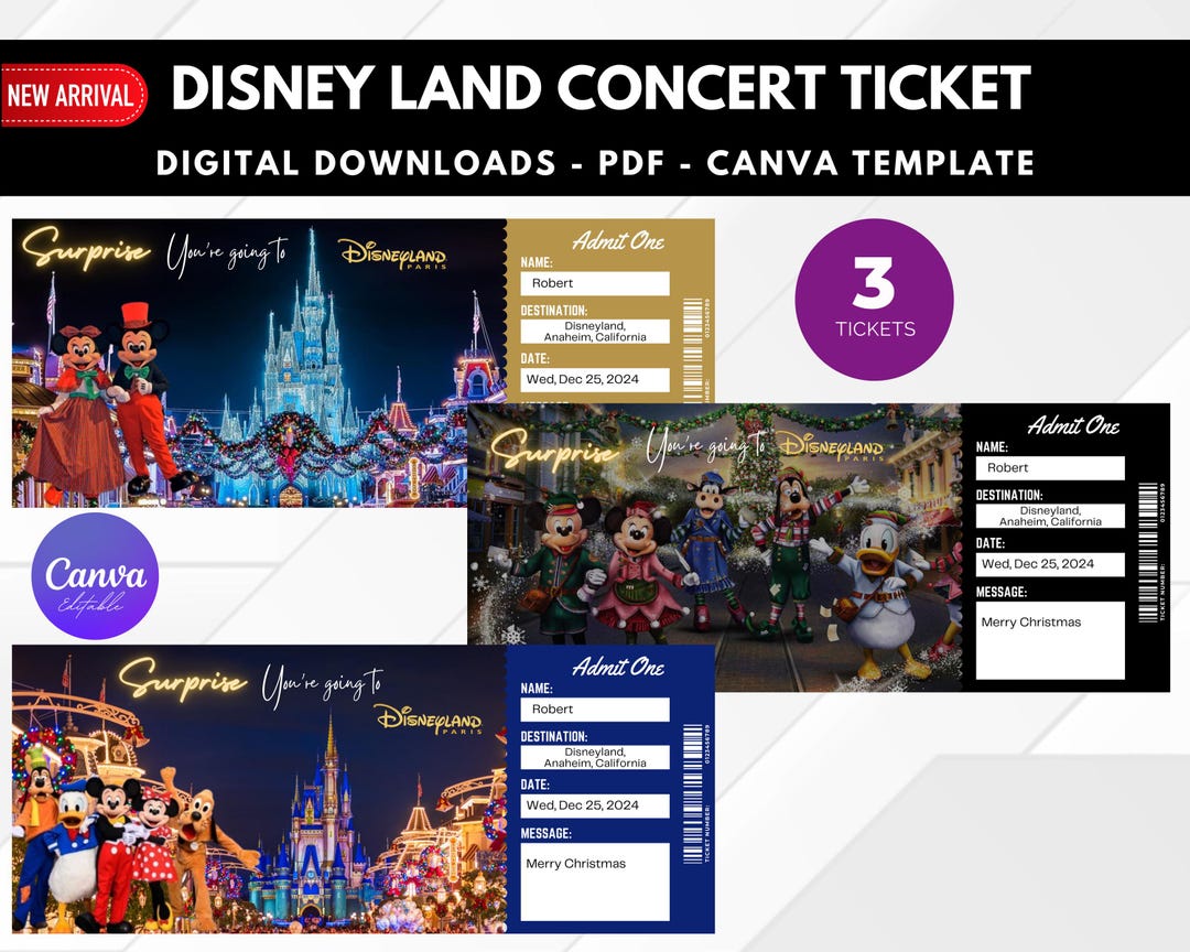 Editable Disneyland Ticket, Disneyworld Ticket, Editable Ticket ...