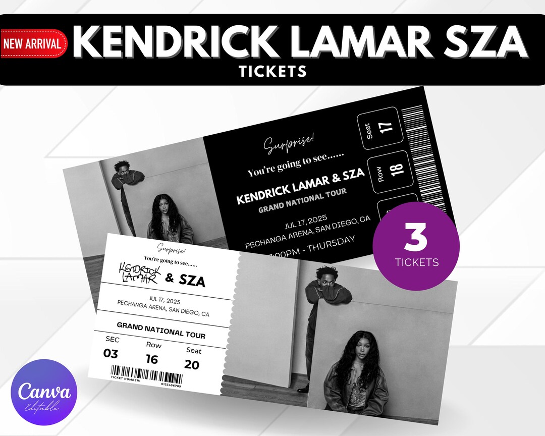 Kendrick SZA Lamar World Tour Print Concert Ticket Stub Custom Grand ...