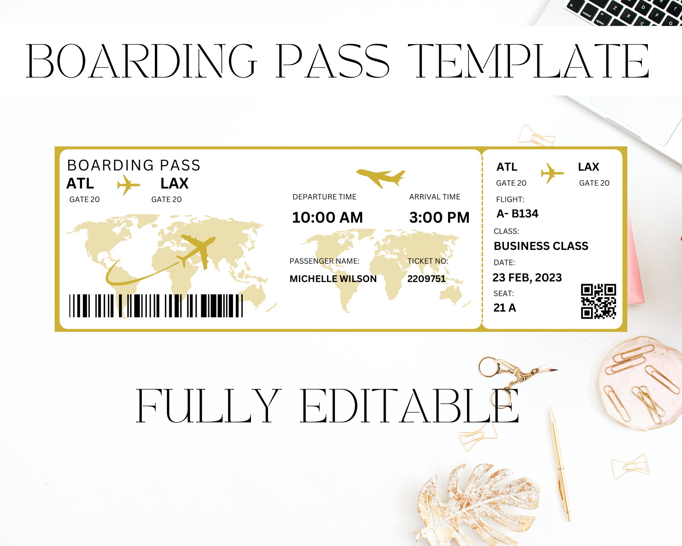 Editable Boarding Pass Template, Canva Boarding Pass, Customizable ...