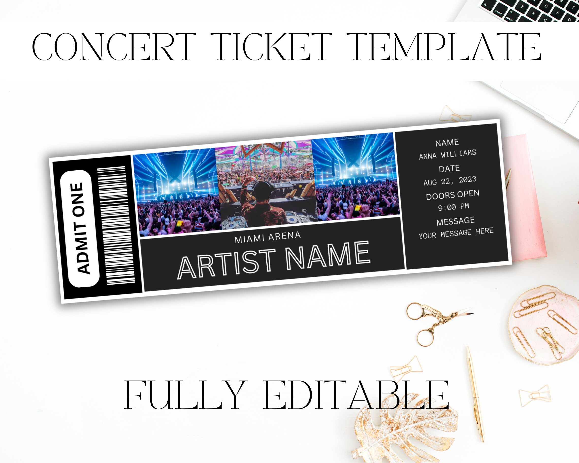 Editable Concert Ticket Template, Surprise Ticket, Concert Ticket ...