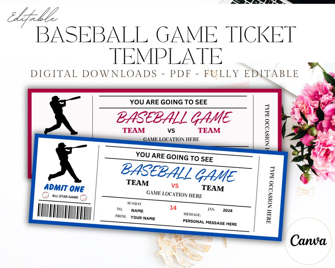 Customized Replica Baseball Ticket Gift Perfect Way to Give Digital ...