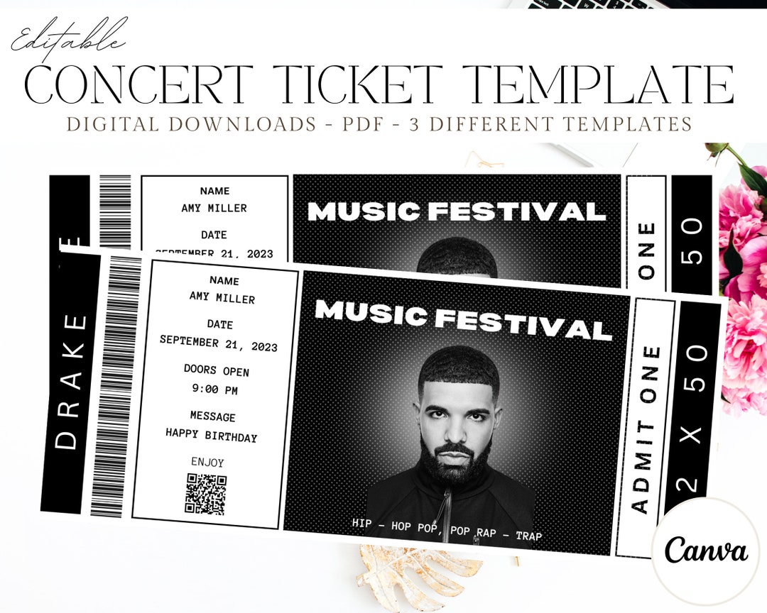 Editable Concert Ticket, Concert Ticket Template, Surprise Ticket ...