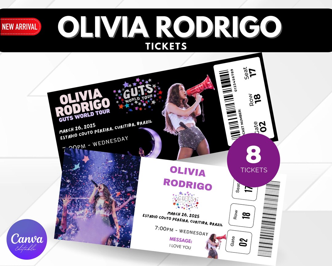 Olivia Rodrigo Concert Ticket, Guts World Tour, Keepsake Memorabilia ...