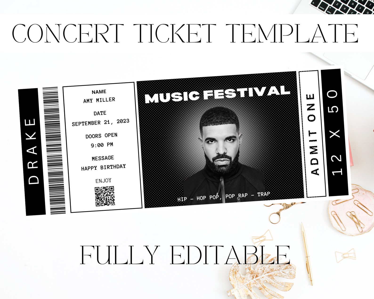 Editable Concert Ticket, Concert Ticket Template, Surprise Ticket ...